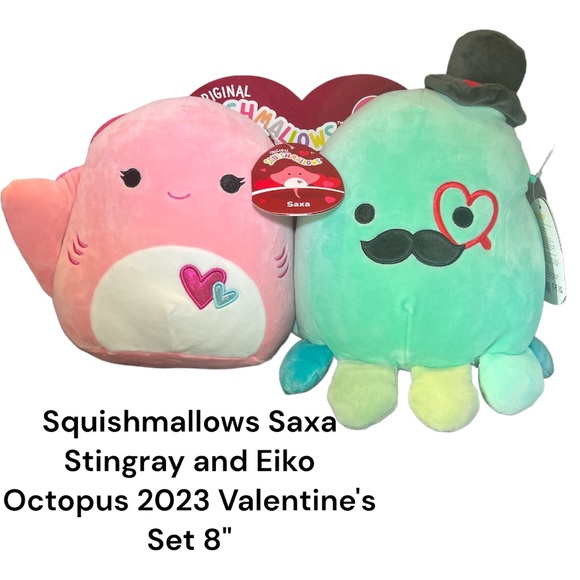 Squishmallows | Toys | 3 Squishmallows Saxa Stingray And Eiko Octopus 2023 Valentines Set 8 ...